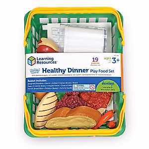 Learning Resources Healthy Dinner Basket - 19 Pieces , Ages 3+ Pretend Play Food for Toddlers, Preschool Learning Toys, Kitchen Play Toys for Kids