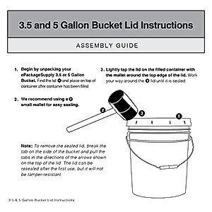5 gallon Food Grade White Plastic Bucket with Handle & Lid - Set of 6