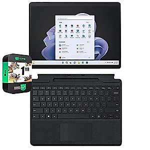 Microsoft QEZ00018 Surface Pro 9 13" Touch Tablet, Intel i5, 8GB/256GB, Graphite Bundle Surface Pro Signature Mechanical Keyboard, Black and 1 YR CPS Enhanced Protection Pack