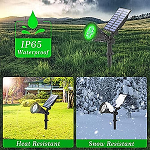 T-SUN Solar Spotlights, Waterproof Outdoor Solar Powered Spot Lights Auto-ON/Off 180°Angle Adjustable Solar Lights for Tree, Patio, Yard, Garden, Driveway, Pool Area (Green-2pack)