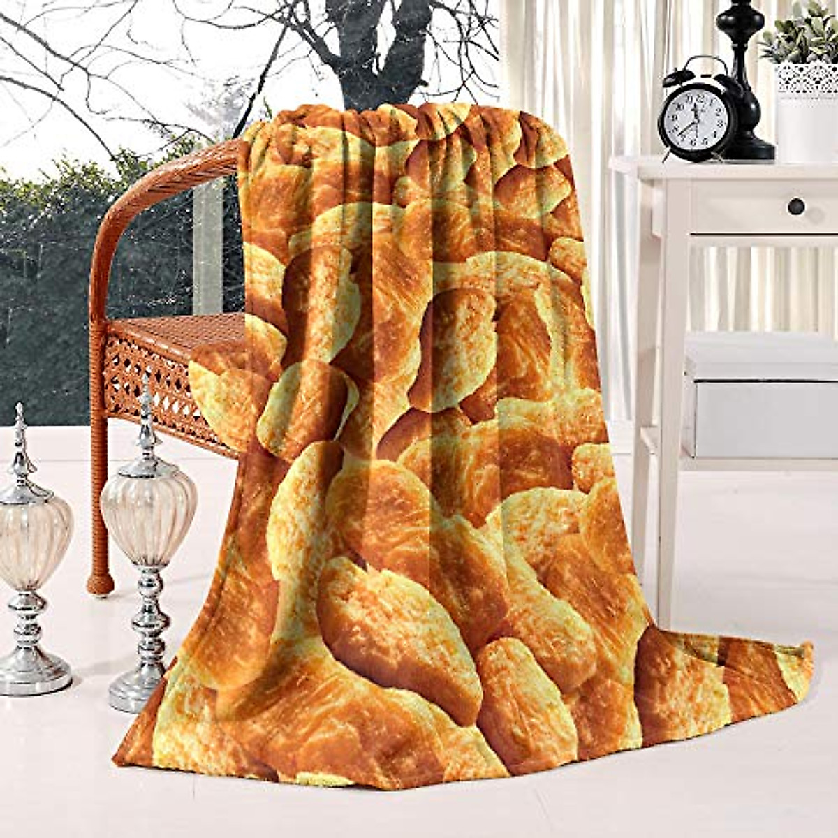 Chicken Nuggets Throw Blanket for Teens Boys Girls and Adults Soft Warm Cozy Funny Food Midweight Flannel Blankets for Couch Sofa Bed Camping Travel Home Decor 50" X 60"