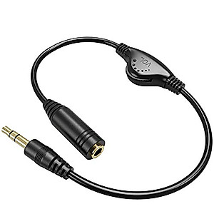 PChero 3.5mm Male to Female Stereo Audio Extension Adapter Cable with Volume Adjustment Control - 10inch
