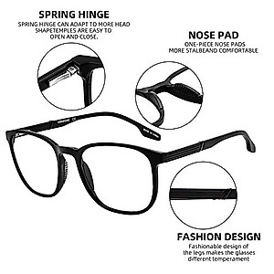 FONHCOO Blue Light Blocking Glasses Anti Blue Ray Computer Gaming Glasses Fashion Square Eyeglasses Frame Men/Women Anti-Glare, Anti-Fatigue,Anti Eyestrain