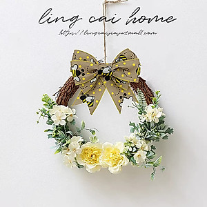 12 Yards Bumble Bee Ribbons Bee Wired Edge Ribbon Honeybee Decorative Ribbons Yellow Craft Ribbons for Wrapping Floral Hanging Ornaments Home Decoration