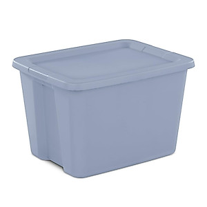 UnikEi 18 Gallon Tote Box Plastic, Set of 8, Opaque Base, Integrated Handles, Secure Stacking, Suitable for Home, Living room, Bedroom, Office, Etc, Blue