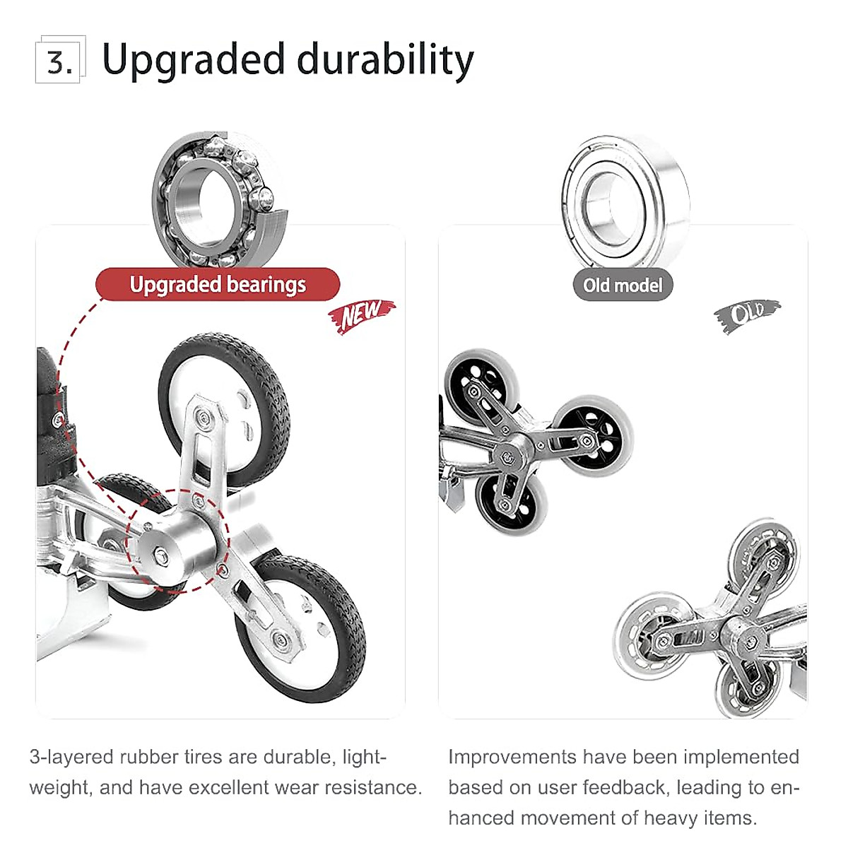 RJTEK 180 lbs Hand Truck Stair Climber Folding Grocery Cart Dolly cart Hand Truck Dolly Stair Climbing cart Heavy-Duty Lightweight Trolley
