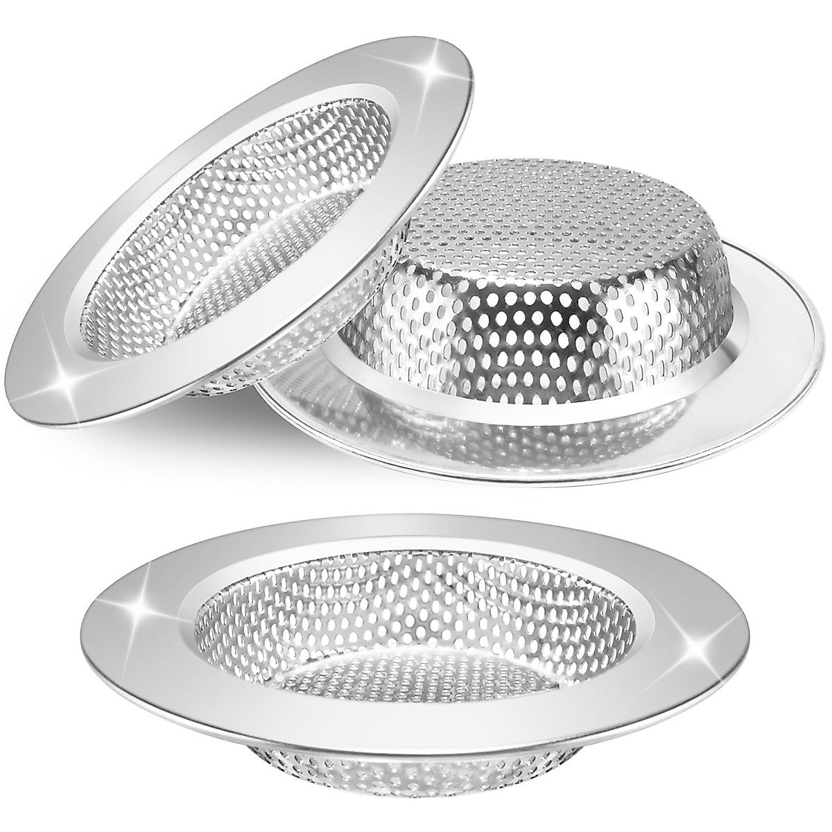 2PCS Kitchen Sink Strainer, Universal Sink Drain Filter, Sink Basket Strainer, 4.5 Inch Stainless Steel Sink Drain Strainer, Food Catcher for Kitchen (Strainers)