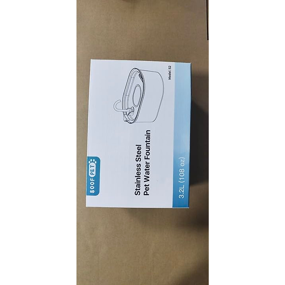 SOOFPET Cat Water Fountain with Water Level Window, 108oz/3.2L Water Fountain for Cats Inside, Stainless Steel Pet Water Fountain Dog Water Dispenser, Faucet Shape, Quiet Pump, for Dogs and Cats