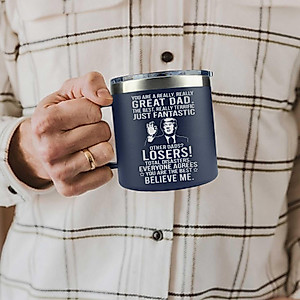 AMAZPRINTS Gifts for dad from Daughter, Son, Kids - Dad Gifts for Fathers Day, Christmas - Father gifts from Kids - Dads Birthday Gift - 14oz Stainless Steel Dad Coffee Mug – Insulated