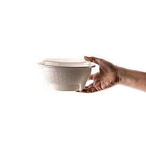 EcoQuality Meal Prep Containers [300 Pack] White Round Bowls with Lids, Food Storage Bento Box, Microwavable,Premium,Stir Fry | Lunch Boxes | BPA Free | Freezer/Dishwasher Safe | Disposable (40 oz)