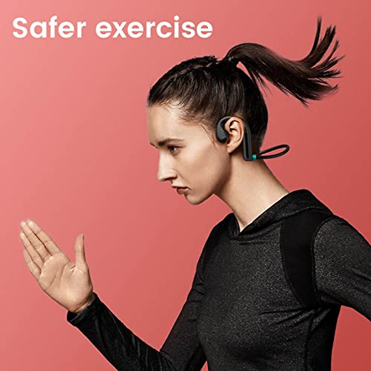 Nsxcdh Bone-Conduction Headphones, Wireless Bluetooth 5.2 Open-Ear Bluetooth Sport Headset Sweat Resistant Stereo Earbuds Earphone, for Sports, Running, Support SD Card