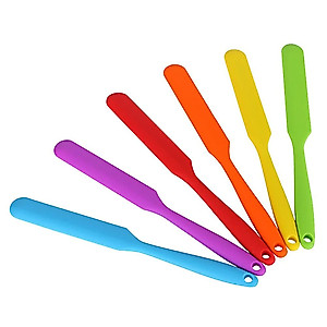 Small Silicone Spatulas Bulk for Kitchen, Baking, Cake Icing, Resin Craft(set of 6), Mini Silicon Scraper Tool, Jar Spatula with Long Handle Heat Resistant, Waxing Sticks Large with Slant for Hard Wax