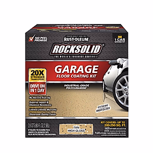 Rust-Oleum 60007 Rocksolid Polycuramine Garage Floor Coating, Tan, 1 Car Kit