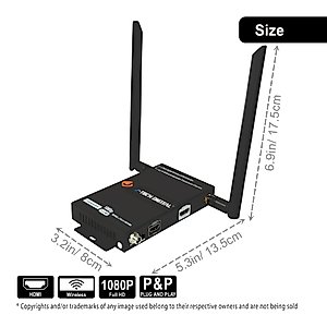 J-Tech Digital Wireless HDMI Extender 1080p up to 660 ft Extension, Transmitter & Receiver Kit Selectable Frequencies to Limit Interference, IR Remote Control (up to 4 Sets)
