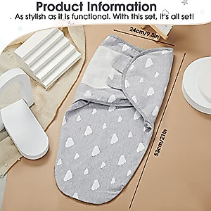 6 Pcs Baby Swaddle Blanket Adjustable Infant Sleep Sack Wrap Gray Newborn Swaddle Elephant Stripe Star Cloud Baby Swaddle Wrap for Boys Girls Sleep, 0-3 Month
