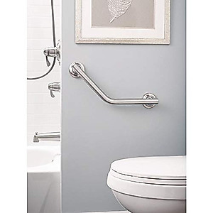 Moen Brushed Nickel Bathroom Safety 16-Inch Stainless Steel Angled Shower Grab Bar for Handicapped or Elderly, RA8716D1GBN