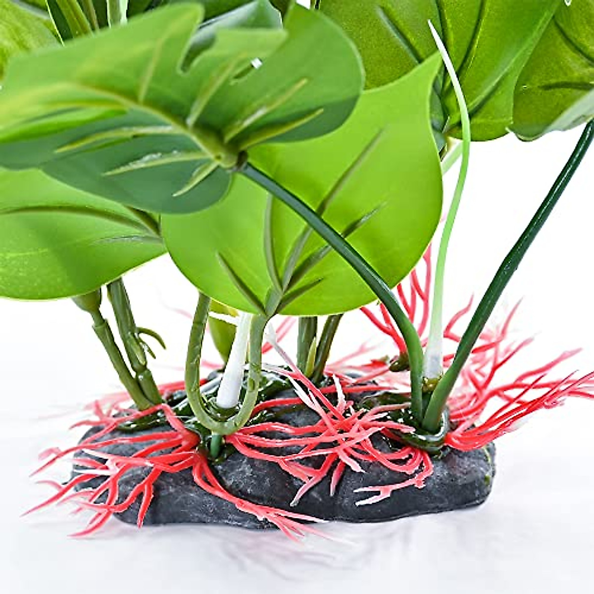 MRTIOO Reptile Artificial Plants, Terrarium Plants Decorations Supplies, Rainforest Ground Plant, Amphibian Habitat Hideout Tank Accessories (L)