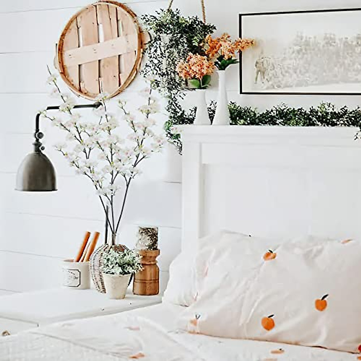 CISDUEO 3 Pcs Artificial Cherry Blossom Flower Pink Silk Peach Flowers Bulk Plum Blossom Flowers with Leaves Cherry Blossom Branches Vase Arrangements for Spring Wedding Indoor Outdoor DIY Party Decor