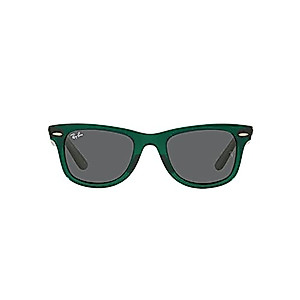 Ray-Ban RB2140 Original Wayfarer ColoRBlock Square Sunglasses, Transparent Green/Dark Grey, 50 mm
