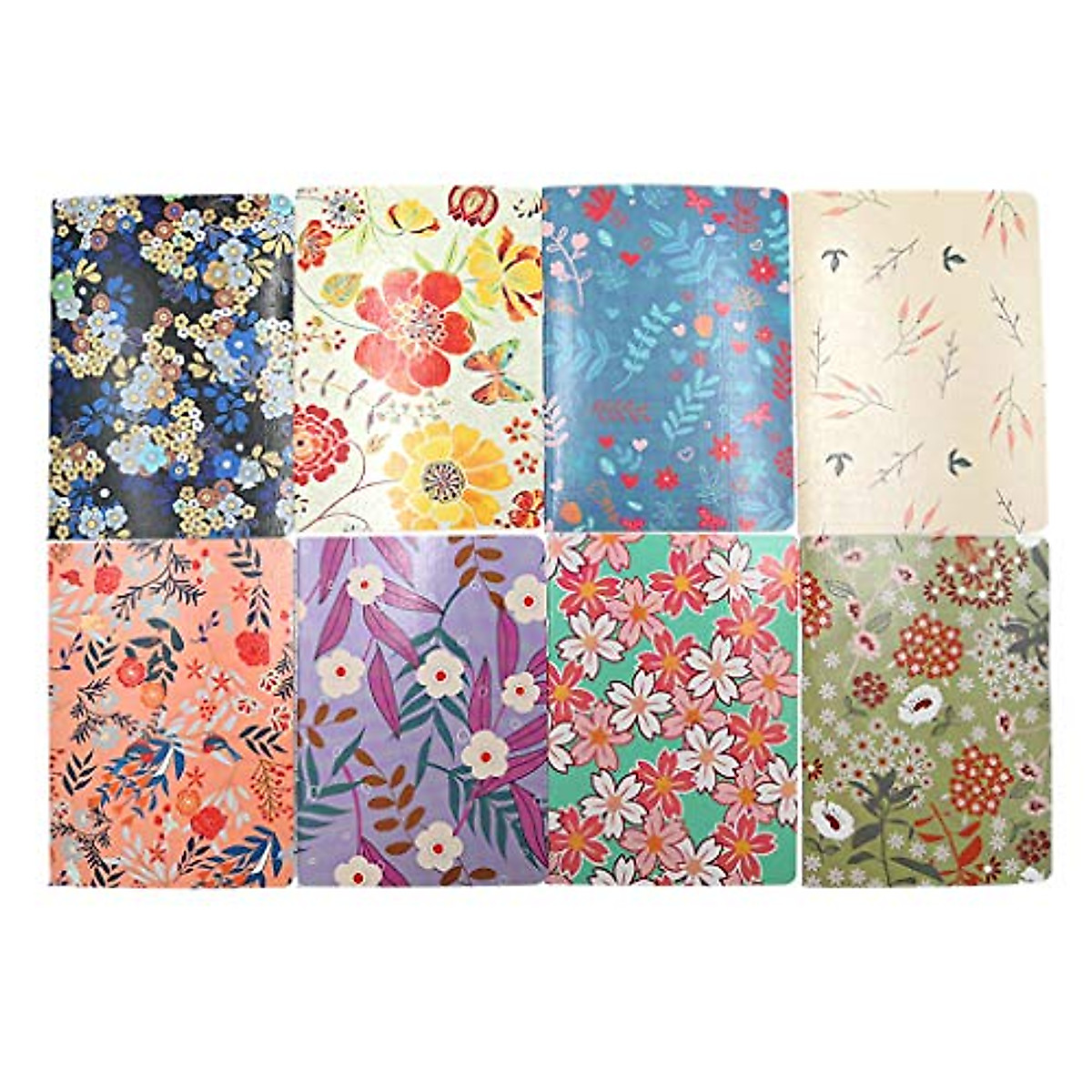 BaodeLI 24pcs Mini Notebook,Floral Patterns Portable Pocket Journal Steno Memo Notebook MiniDaily NotePad(8 Patterns,Ruled Pages)