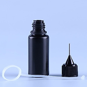 NANSHINE 12pcs 10ml(0.34oz) Black Needle Tip Glue Bottle Squeeze Bottle With 2pcs Funnel, Light-proof Plastic Bottle Reagent Dispensing Bottle Precision Tip Applicator Bottles