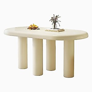 GraceNook Oval White Dining Room Table for 4, 63" Dining Room Table for 4, 4 Person Modern Dining Table for Kitchen, Dining Room
