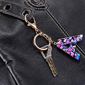 Lenlorry Letter G Keychain Accessories Cute Crystals Keyring Initial Key Ring for Women
