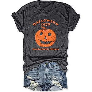 Halloweentown University T-Shirt for Women Fall Pumpkin Shirts Funny Halloween Thanksgiving Gift Tops (XL,Pumpkin)