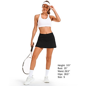 Stelle Women Tennis Golf Skirts High Waisted with Inner Shorts for Athletic Workout Sports Skorts Running Pickleball(BK,S) Black