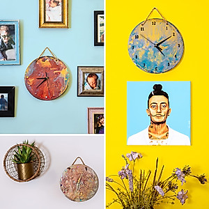 ROMI'S WAY DIY Clock kit w Round Wood, Acrylic Pouring Paint, Clock Mechanism – Kids Painting kit - Clock Kits for Do It Yourself - Unique Boys & Girls Arts and Crafts for Kids Ages 8-12 6-8 and up