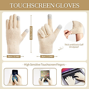 Coolprince Winter Beanie Hat Scarf Gloves Set for Women with Fleece Lined Womens Beanie with Pom Pom Long Scarf Neck Warmer Touchscreen Gloves for Women Men Dark Grey