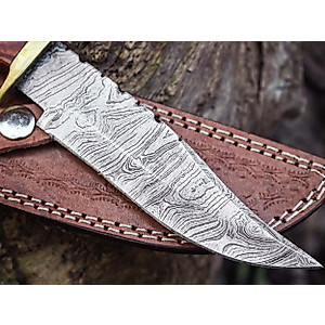 Custom Handmade Hunting Knife Skinner Fixed Blade Knife Damascus Steel 10'' Overall Rose Wood With Sheath