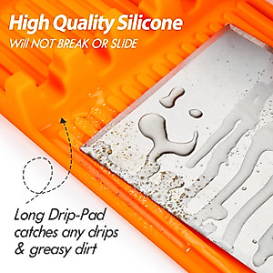 ISSEVE Silicone Griddle Tools Mat for Blackstone, Large Silicone Spatula Mat with Drip Pad, Grill BBQ Caddy Utensils Holder for Kitchen, Cooking & Countertop, Griddle Accessories for Blackstone Orange