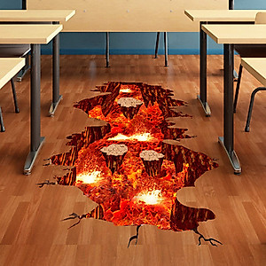 HO BEAR Volcano Floor Stickers Creative Volcanic Magma Home Kitchen Room Art Wall Decor Waterproof Wall Decal Floor Flame & Lava Wall Stickers for Kids Teen Girl Room