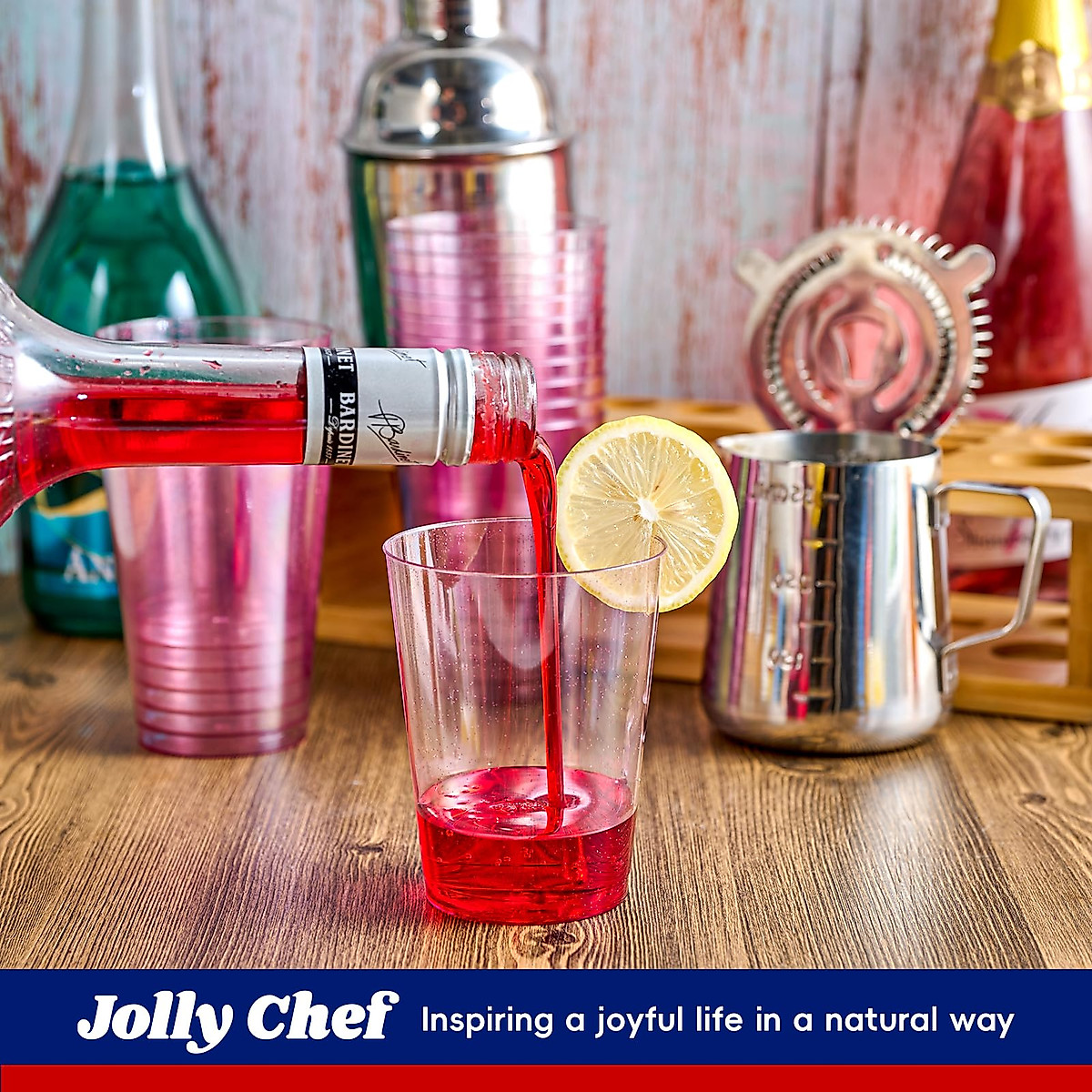 JOLLY CHEF 10 oz Purple Plastic Cups, 100 Pack Party Glasses Tumblers, Heavy Duty Purple Glitter Disposable Cups for Wedding, Thanksgiving, Christmas, Halloween