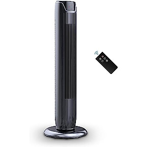 SOHLER 36'' Oscillating Tower Fan, Remote Control, Quiet Stand Up, 3 Speed Settings, 3 Modes, 7-Hour Timer, LED Display, for Bedroom or Home Office Use, Glossy Black