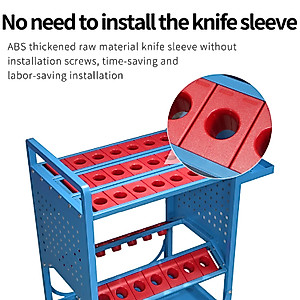 Kissybride Tool Cart 40 Taper Tool Holder CNC Tool Cart CAT40 Tool Trolley BT40 Service Carts CNC Machine Tool Service Cart (CAT40 35 Capacity), Blue