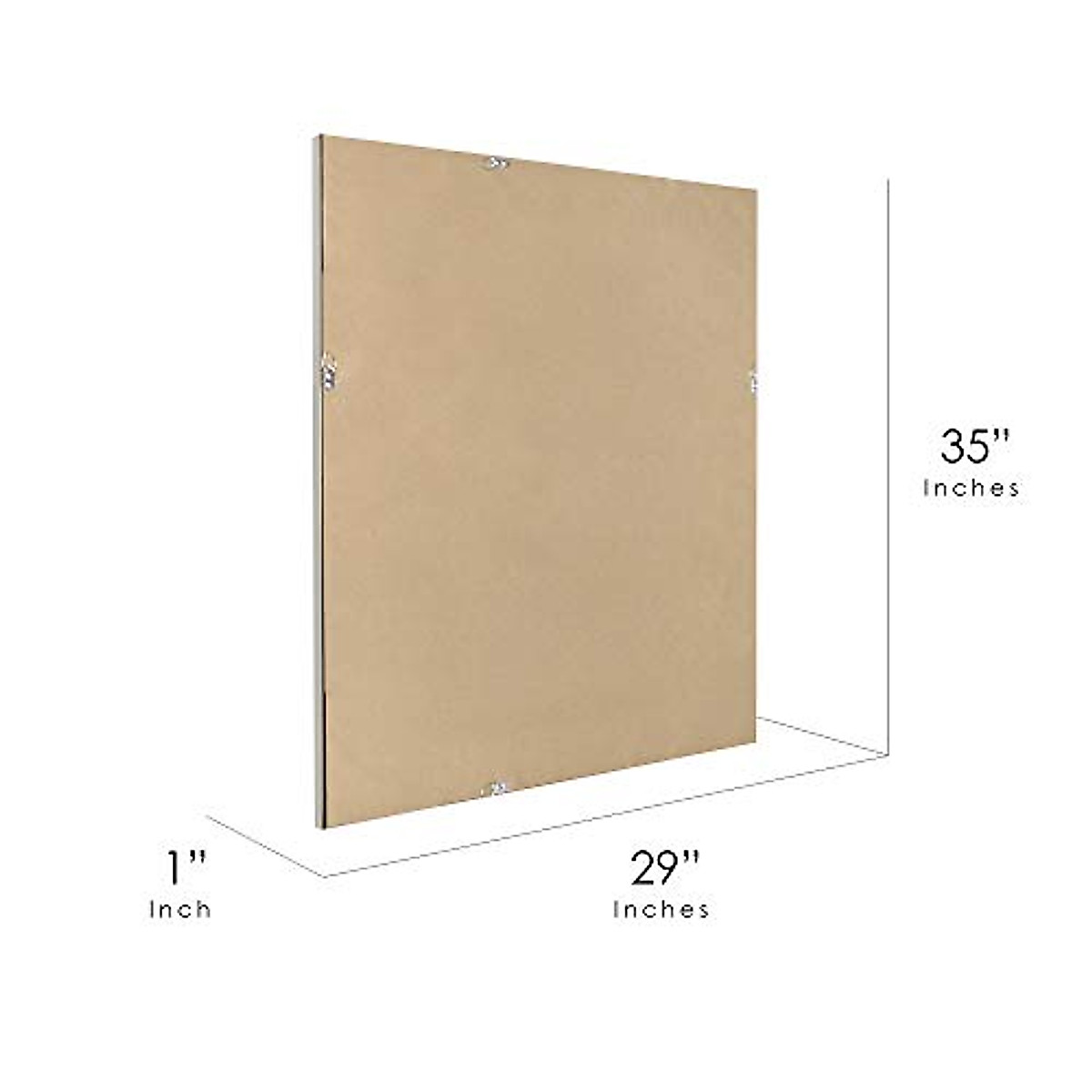 Head West Brushed Nickel Pave Textured Rectangular Framed Wall Vanity Mirror - Rustic Beveled-Edge Bathroom Mirror with 4 D-Ring Hangers for Vertical & Horizontal Placement - 29"x35"