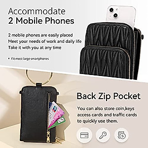 SIIHENRRY Quilted Crossbody Bags for Women Large Leather CellPhone Purse Handbag Bag for Travel Shopping