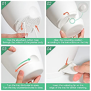 T4U Plastic Plant Pots for Indoor Plants - 7/6.5/6/5.5/5 Inch Self Watering Planter Flower Pot with Drainage Hole White, Nursery Planting Pot for Snake Plant, African Violet and House Plants, 5-Pack