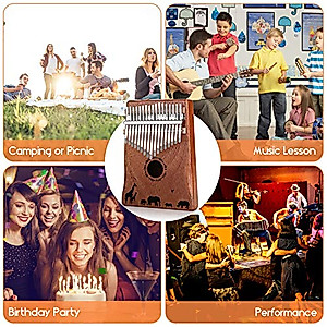 Kalimba, FIXM 17 Keys Thumb Piano with Protective Case and Study Instruction Tuning Hammer, Portable and Easy to Operate, Perfect Gifts for Beginners and Professionals