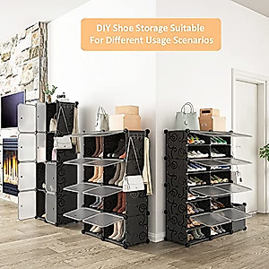 Plzlove Shoe Rack, 8 Tiers Shoe Storage 32 Pairs Shoe Storage Cabinet, Shoe Rack Organizer for Closet, Entryway, Hallway, Bedroom, Shoe Shelf Cabinet with Doors