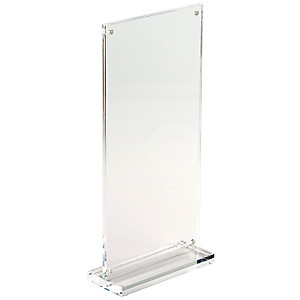Displays2go Clear Acrylic Sign Holders for Tabletop Use, 4 by 9-Inch, 12-Pack