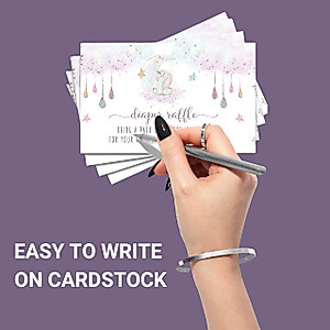 Unicorn Diaper Raffle Tickets, Girls Baby Shower Games for Prizes, Baby Shower Diaper Raffle Invitation Insert Cards, 25 Pack