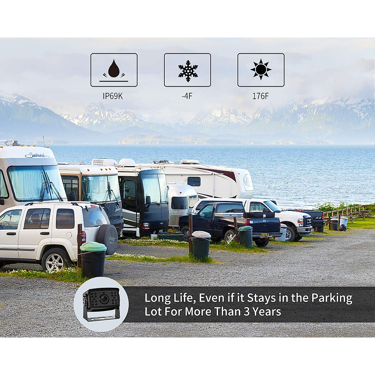 FOOKOO Ⅱ HD Backup Camera System Kit,7''1080P Reversing Monitor+IP69 Waterproof Rear View Camera,Sharp CCD Chip, 100% Not Wash Up,Truck/Semi-Trailer/Box Truck/RV (FHD1-Wired)