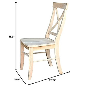 International Concepts Pair of X-Back Dining Chairs, Unfinished Wood