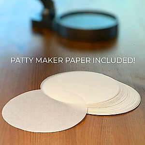 Shop Square Hamburger Press Patty Maker - Adjustable 1/4lb to 3/4lb Burger Press Patty Maker with Patty Ejector - Adjustable Thickness for Burgers, Crab Cakes, and Sausage - Patty Paper Included