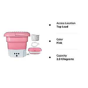 Portable Washing Machine, Mini Foldable Washer and Spin Dryer Small Foldable Bucket Washer for Camping, RV, Travel, Small Spaces, Lightweight and Easy to Carry (Pink)
