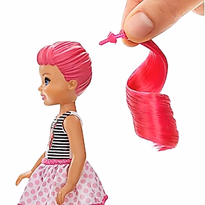 Barbie Color Reveal Chelsea Doll with 6 Surprises: 4 Mystery Bags Contain Hair Piece, Skirt, Shoes & Accs.; Water Reveals Doll’s Look & Color Change on Bodice; Color-Block Series [Styles May Vary]