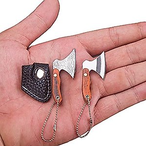 Epichao 2pcs Axe Shape Mini Pocket Knife Small Keychain Hatchet Tiny Thumb Multitool Box Cutter Tools